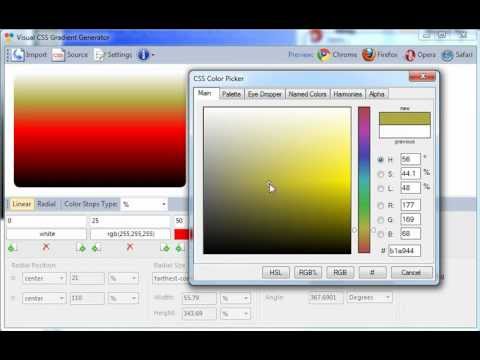 Visual CSS Gradient Generator - Demonstration of main features