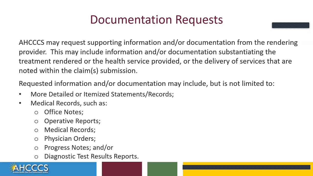 Documentation Requirements for Claim Submission and Concurrent Review