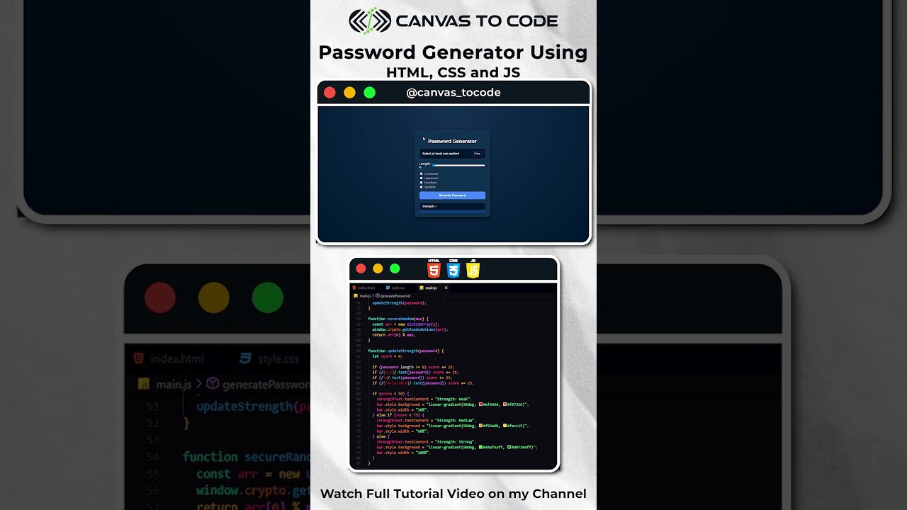 How to Make a Password Generator Using HTML, CSS & JavaScript #passwordgenerator #htmlcssjs