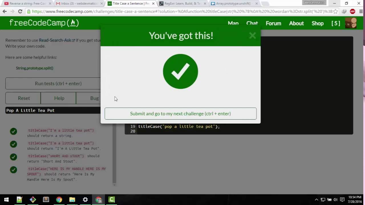 Title Case a Sentence : Free Code Camp Basic Algorithm Scripting