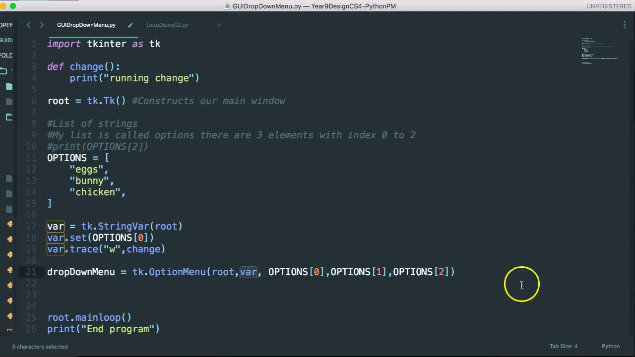 PYTHON3 - TKINTER - GUI OPTIONMENU