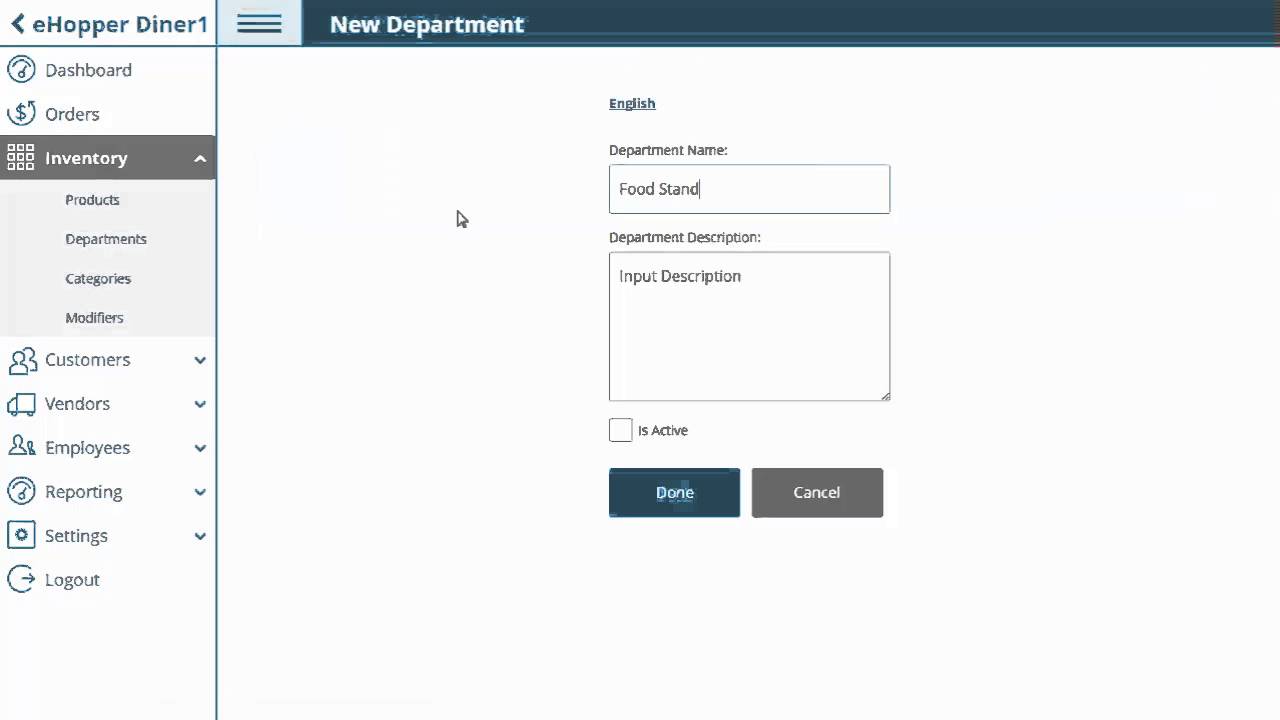 eHopper Free POS Software – Inventory setup