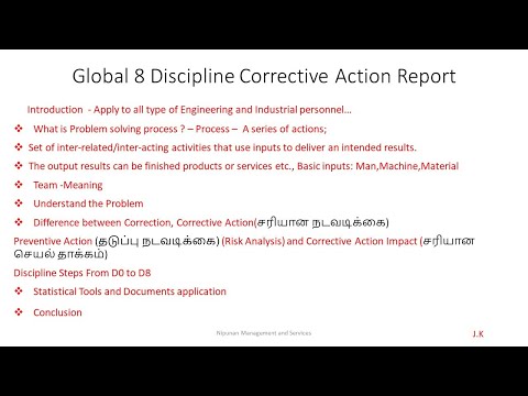 G8DCAR (Global 8 Discipline Corrective action report in) Tamil Part 1