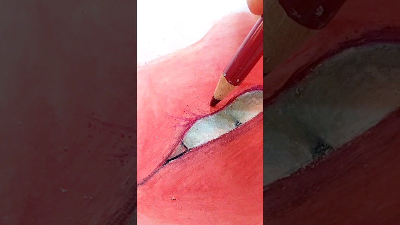 Tutorial on how to draw realistic lips using colored pencils ✨️