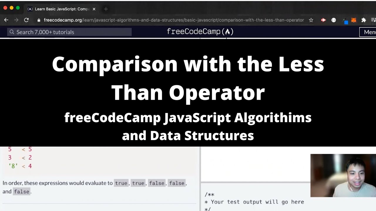 Comparison with the Less Than Operator (Basic JavaScript) freeCodeCamp tutorial
