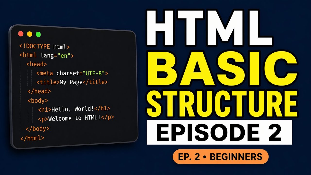 Basic Structure of HTML for Beginners | HTML Tutorial Step by Step (Episode 2)