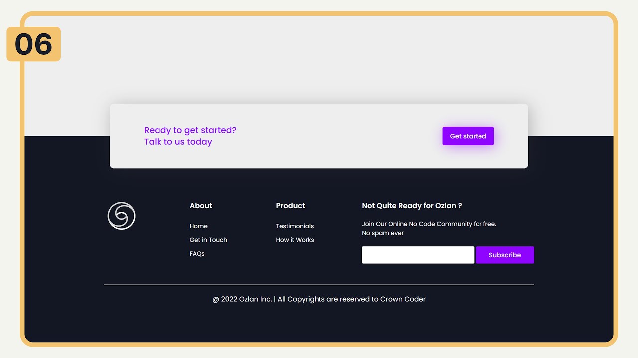 #6 How to Create Footer Section Using Html and Css | Footer Section Html Css | Crown Coder