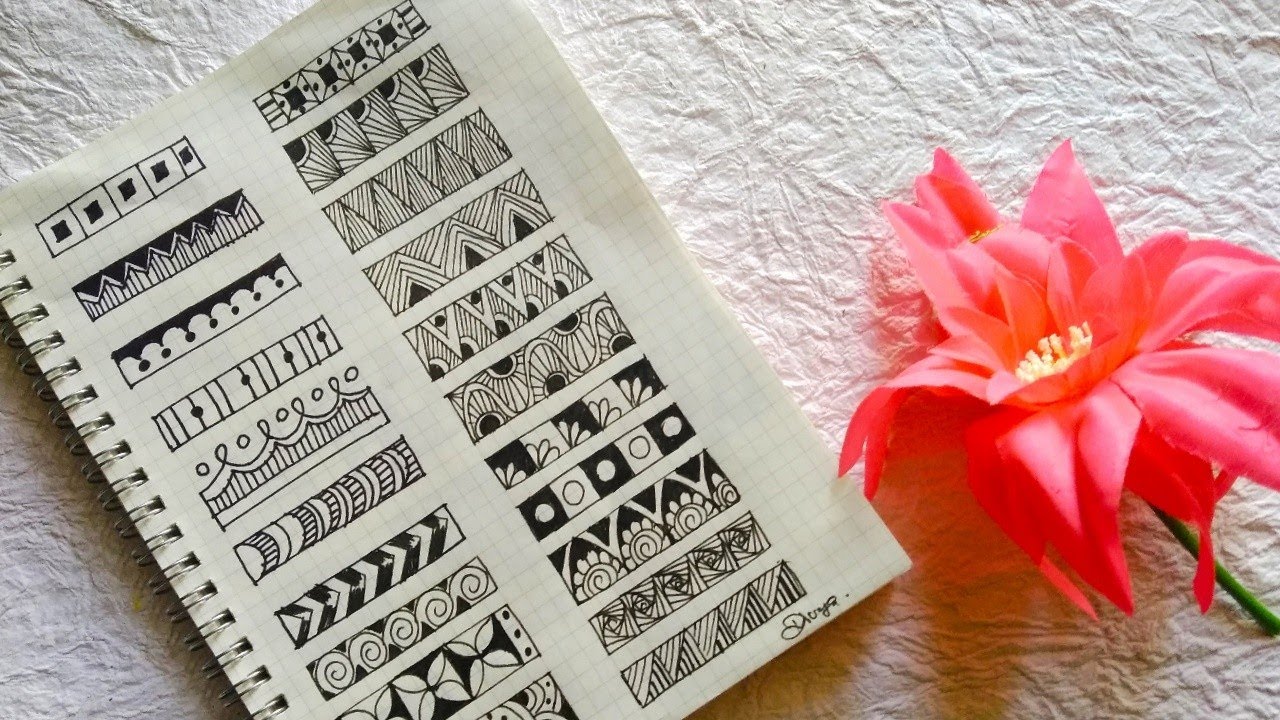 21 easy zentangle/doodle border patterns tutorial for beginners #easy #zentangle #patterns #tutorial