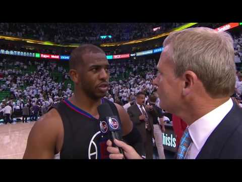 cp3 chris paul gives his jersey to a kid