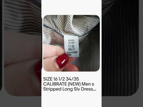 SIZE 16 1/2 34/35 CALIBRATE (NEW) Men's Stripped Long Slv Dress Shirt INVPV3366