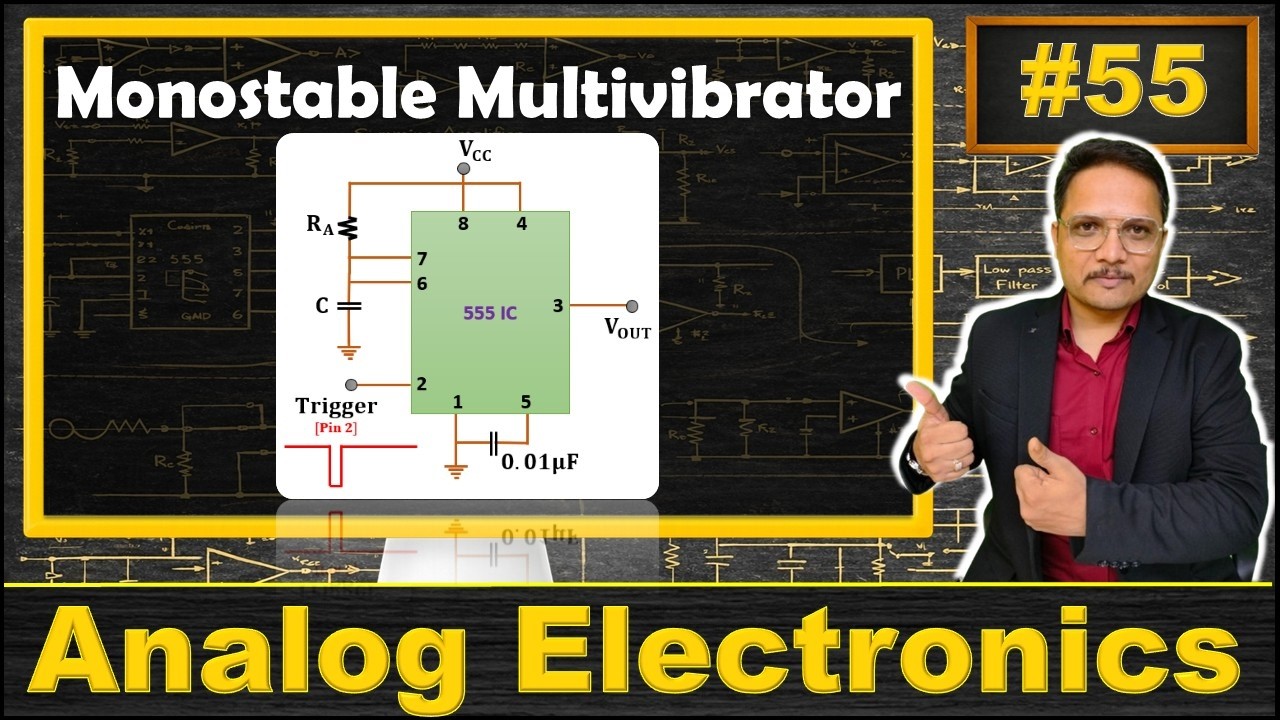 Monostable Multivibrator using 555 timer IC (Basics, Circuit, Working & Waveforms) Explained