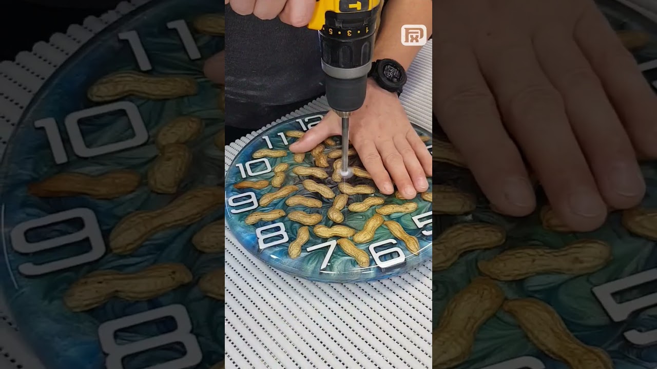 Peanut Shell Handcrafted Epoxy Resin Wall Clock - Artisanal Home Decor #epoxy #epoxyresin #art