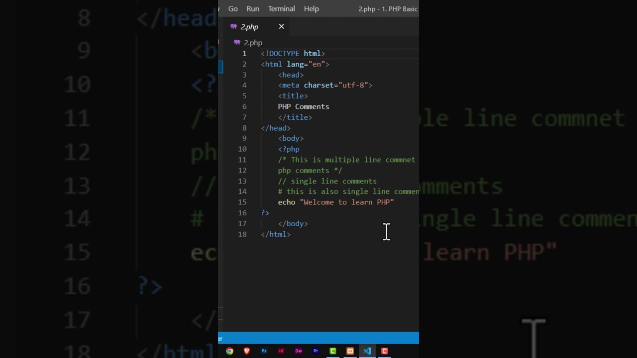 PHP COMMENTS | MULTILINE COMMENTS | SINGLE LINE COMMENTS | #shorts #php #tutorial