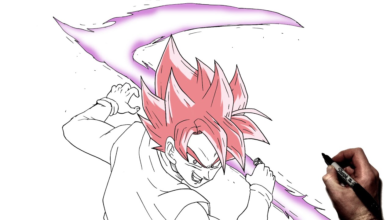 How To Draw Goku Black (Rose Scythe) | Step By Step | Dragon Ball