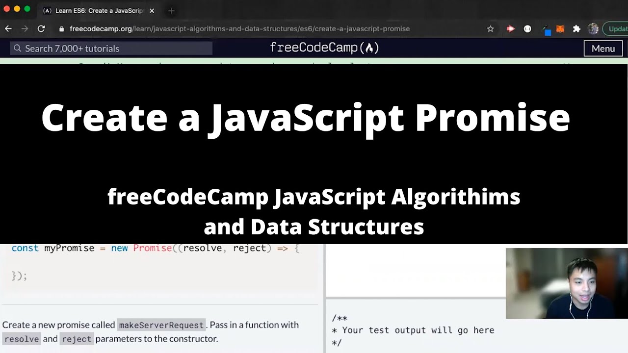 Create a JavaScript Promise (ES6) freeCodeCamp tutorial