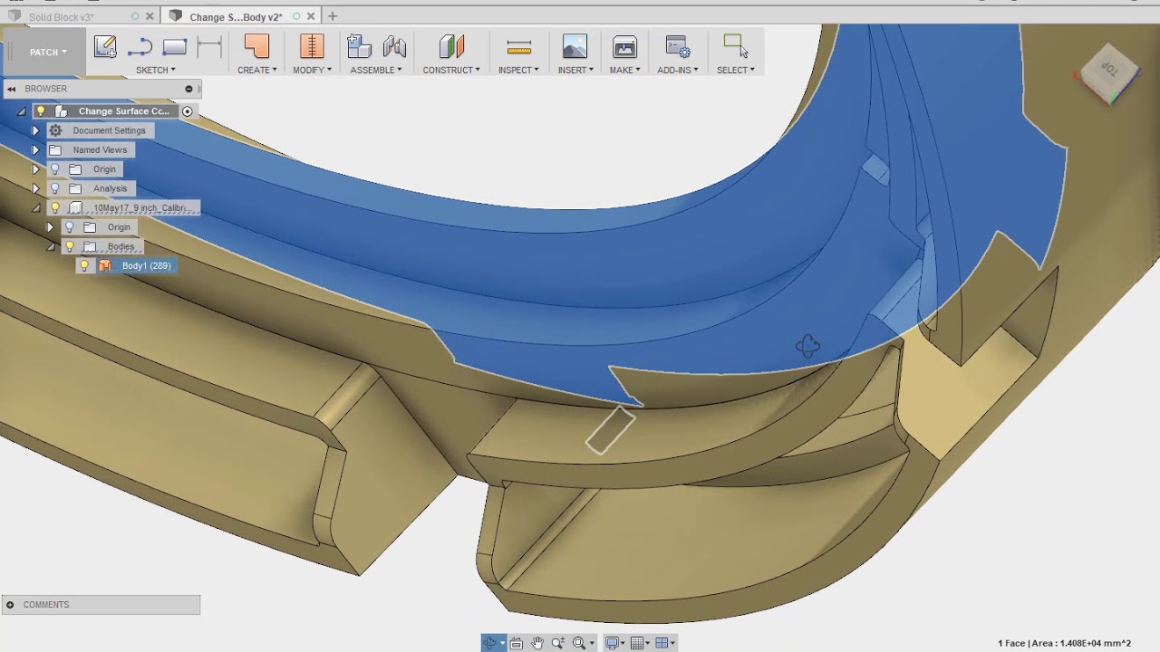 Converting a Surface Body into a Solid Body