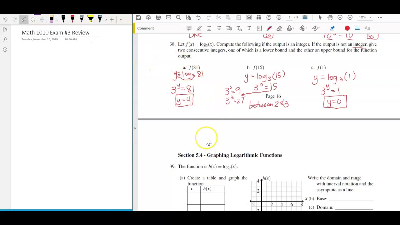 Math 1010 Exam #3 Review