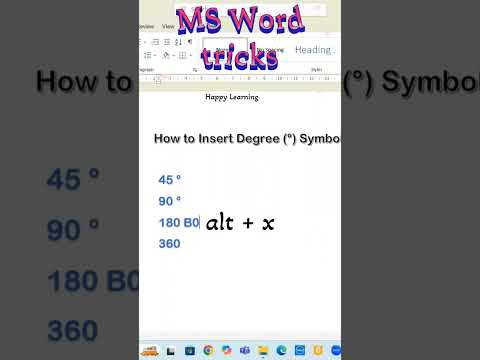 Ms word degree symbol shortcut keys #keys #shortcut #tricks #trending #symbols