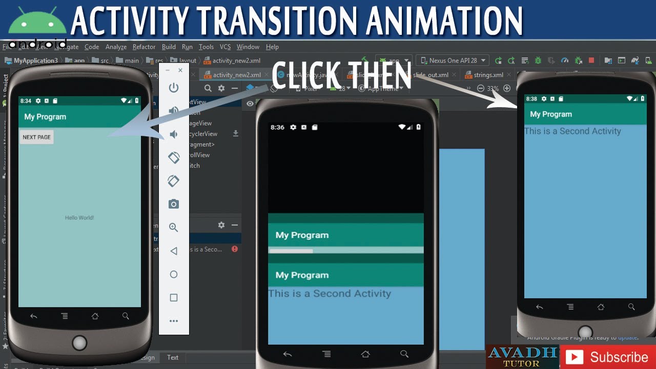 how to create activity animation android example | how to create page animation in android studio