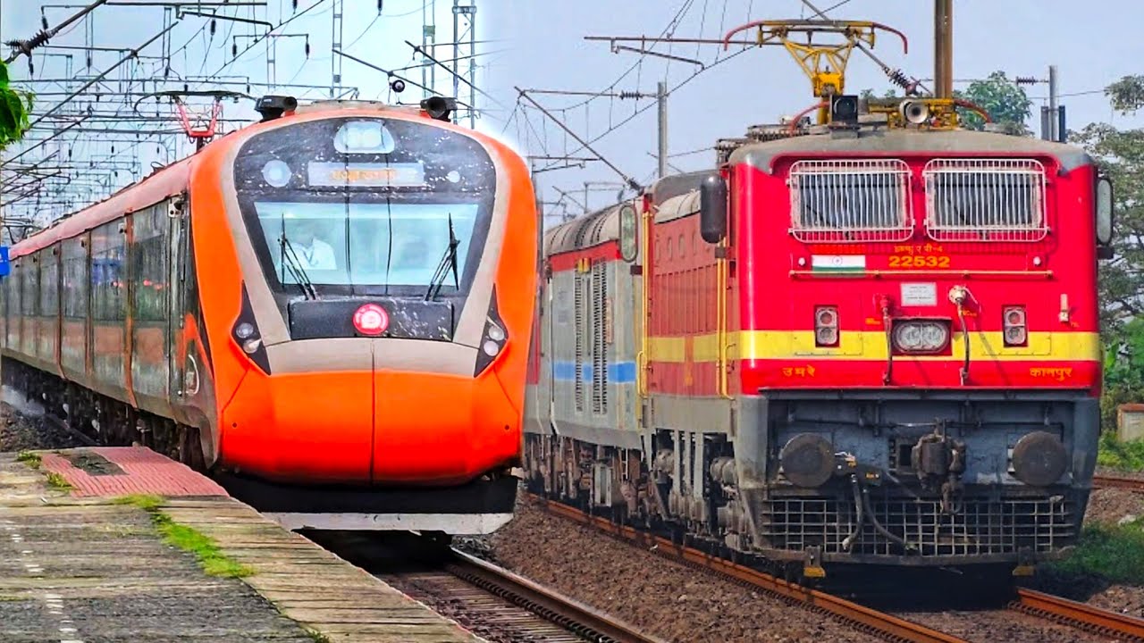 Dangerous 130kmph WAP7 Sogaria Intercity+Steel SF+Chennai Rajdhani+PPTA SF attacks Zamania- IR