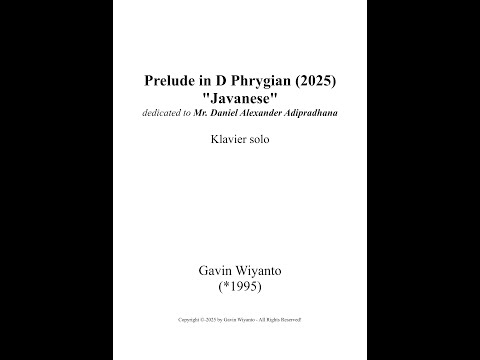 "Prelude in D Phrygian - Javanese" for Piano solo