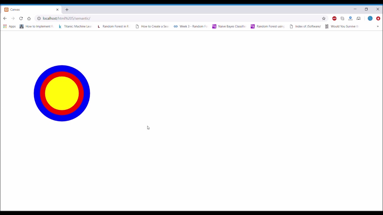 Create Bullyeye in Canvas | Multiple circle in a canvas | HTML5 Canvas Tutorial