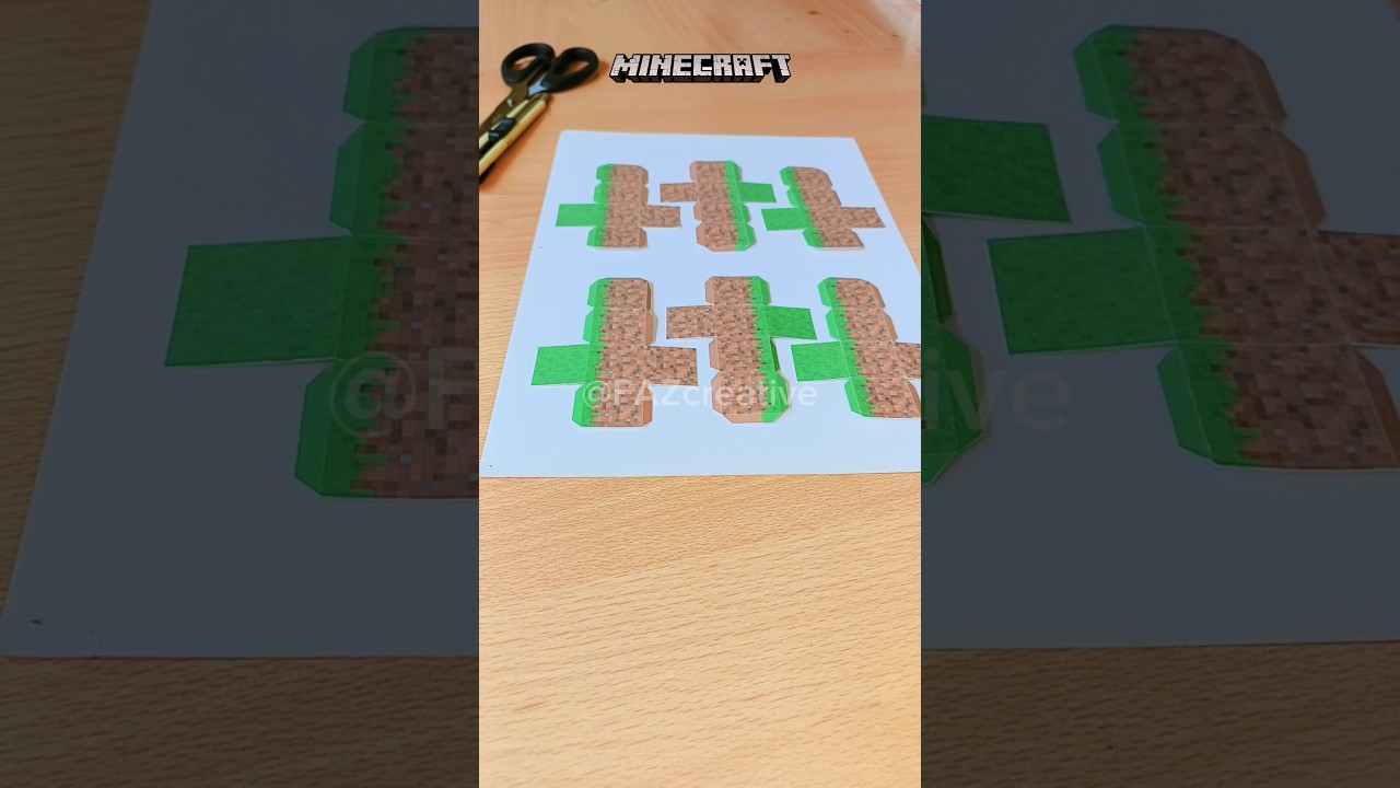 Minecraft grass block papercraft #shorts