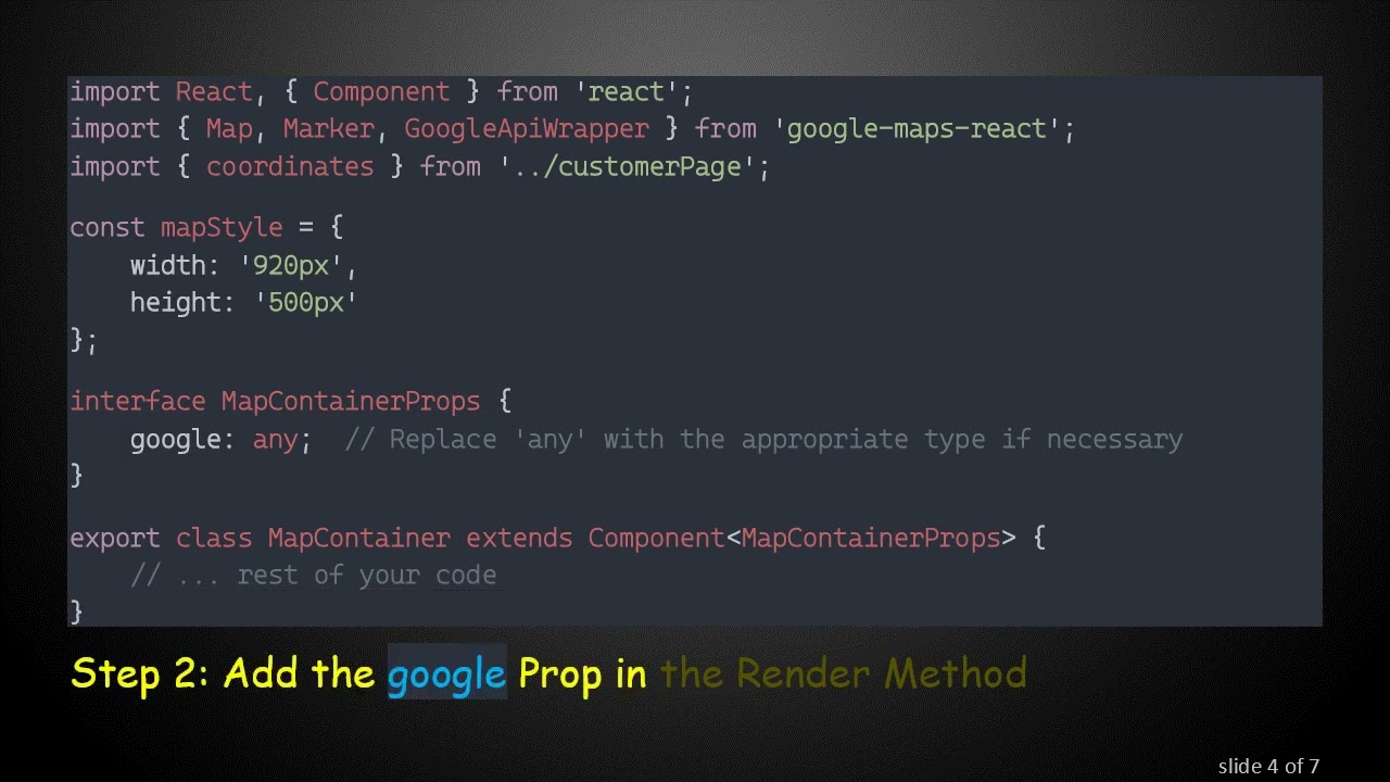 Resolving TypeScript Errors with Google-Maps-React
