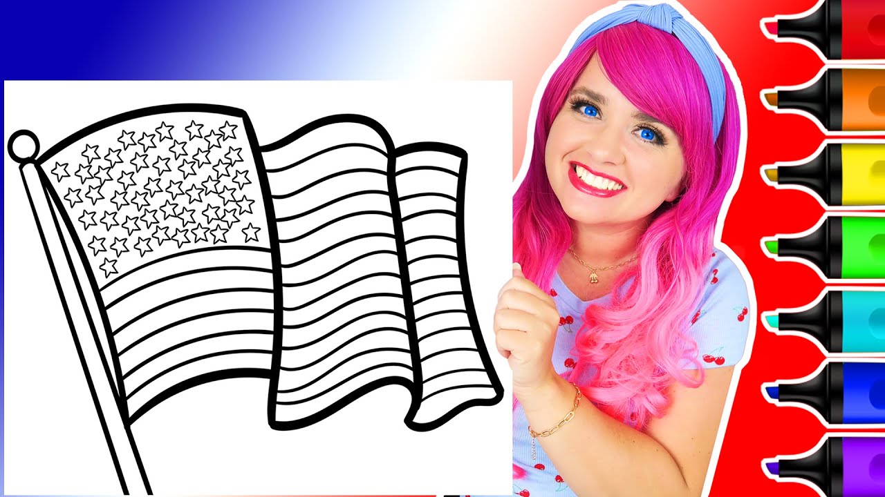 Coloring an American Flag 4th of July Coloring Page | Ohuhu Art Markers