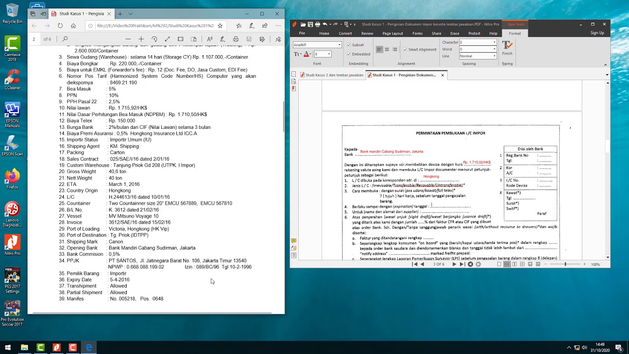 PRAKTIKUM KEPABEANAN PERMINTAAN PEMBUKAAN LC