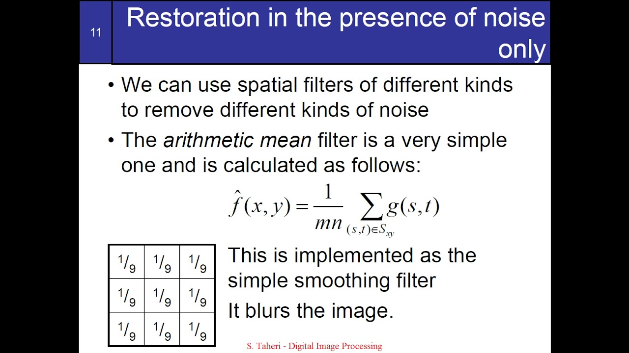 Digital Image Processing (DIP) in MATLAB: Arithmetic Mean Filter