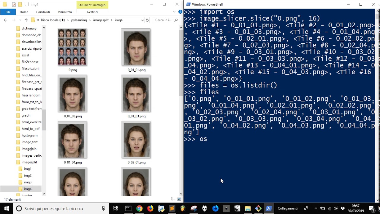 Split images and rename with Python