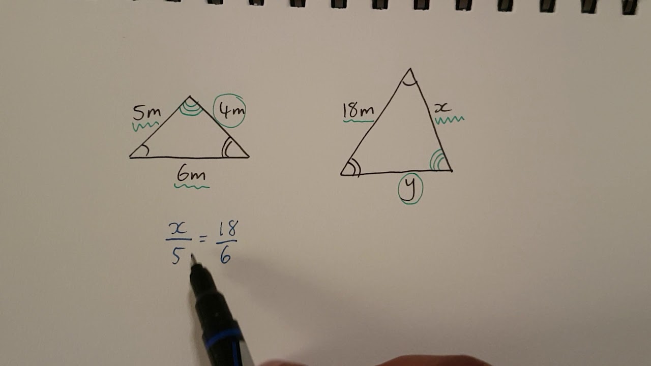 Finding missing side lengths in similar triangles 2