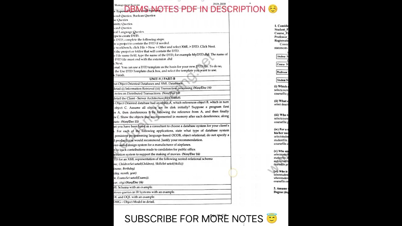 #CS3492 Database Management System Notes pdf fownload for CSE 4th semester #engineeringnotes