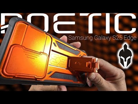 Poetic Spartan Metallic Orange Case for Samsung Galaxy S25 Edge w/Kickstand