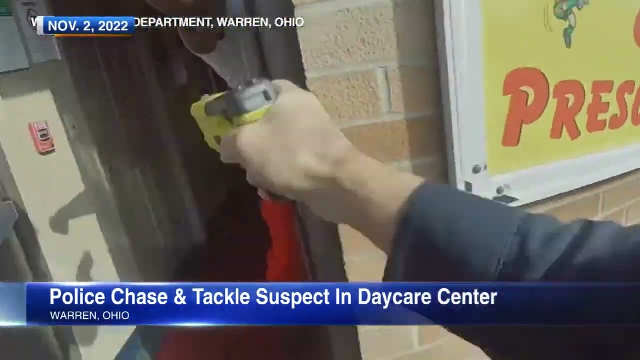 Cops tackle man who ran into daycare after car crash: bodycam video