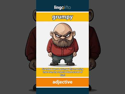 🇬🇧 Grumpy Meaning : Flash Card : Learn English Vocabulary