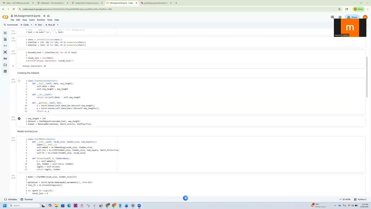 Assignment 4: Sequence processing using RNN, LSTM, or GRU