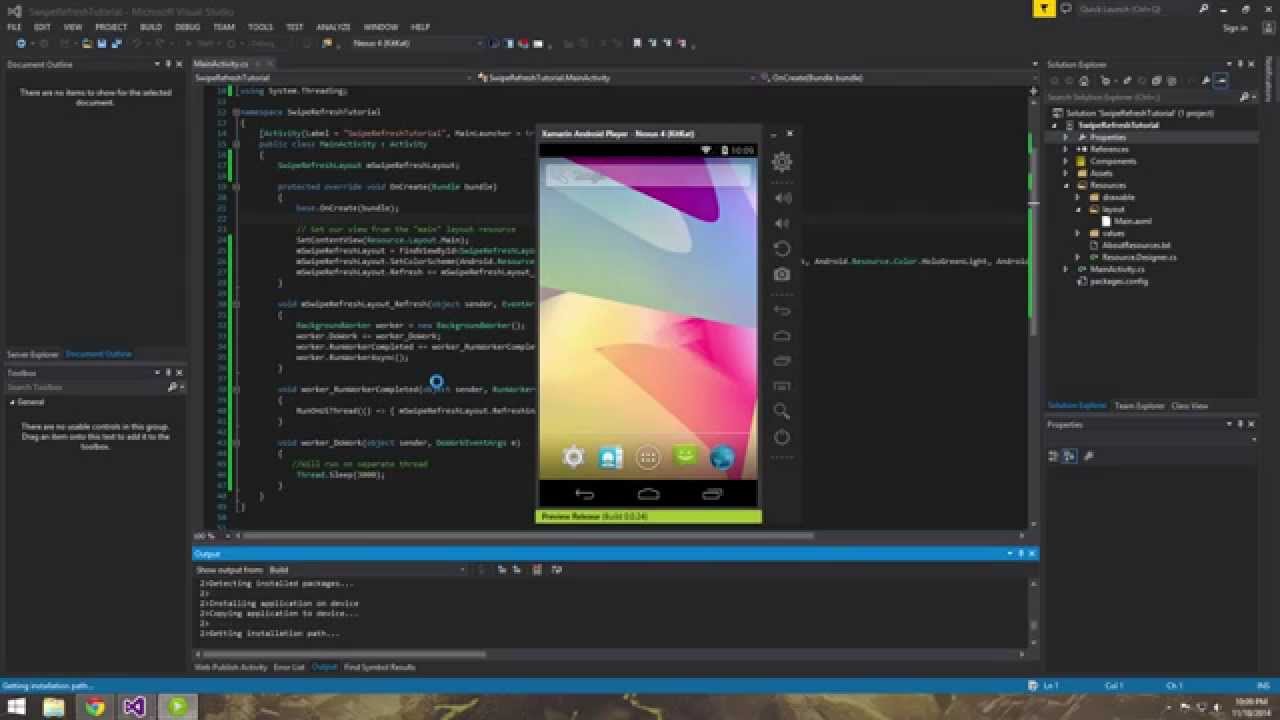 Xamarin Android Tutorial   13   Creating a Swipe Refresh Layout