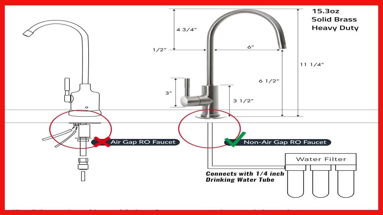 iSpring GA1-BN Heavy Duty Lead-Free Reverse Osmosis Faucet for RO Drinking Water Filtration Systems