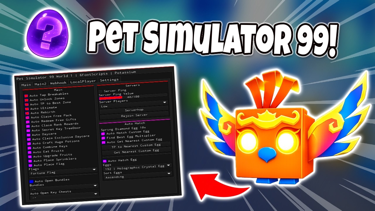 NEW Pet Simulator 99 🐣 Script 2026 (NO KEY) 🔥 Auto Tap, Auto Rebirth, Auto Hatch Egg