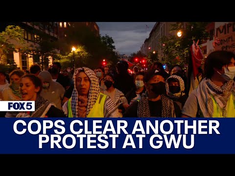DC police clear pro-Palestinian demonstration on George Washington University campus; 1 arrest made