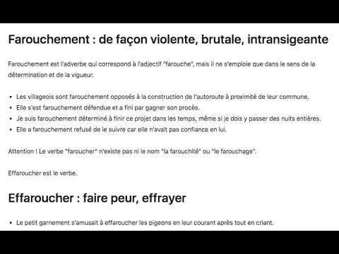 Vocabulaire : farouche, farouchement, effaroucher