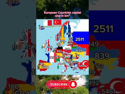 European Countries capital sizes in km²