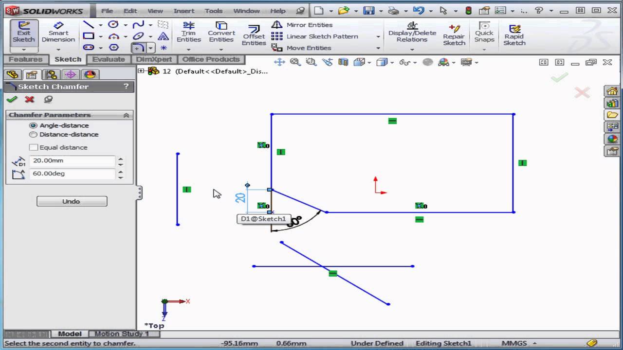 SolidWorks Tutorial - Lesson 12: 2D Chamfer