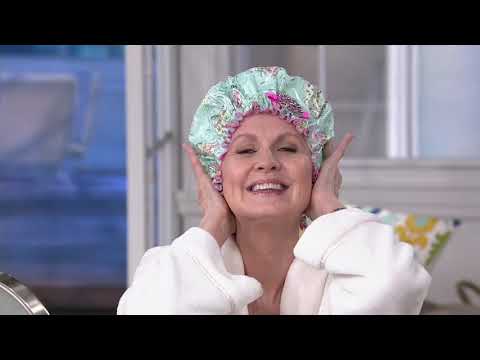 Dry Divas Set of 2 Bouffant-Style Designer Shower Caps on QVC