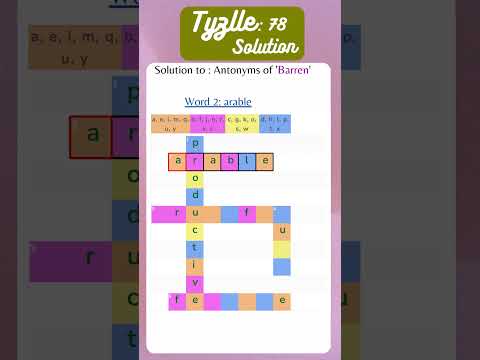 Tyzlle 78 SOLUTION: Antonyms of 'Barren' | Word Puzzles | Learn Antonyms and Synonyms