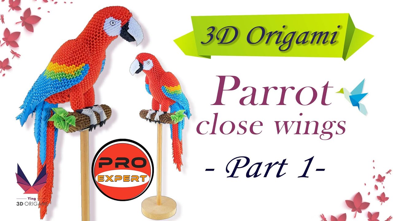 3D Origami Big Parrot_Close Wings_Part 1_Pro-Expert_Tutorial