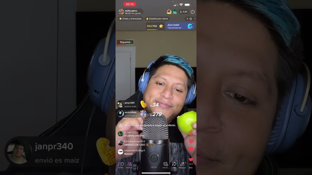 Osito.Peru Live de ASMR en EEUU, comiendo manzana, inaudible y más ❤️