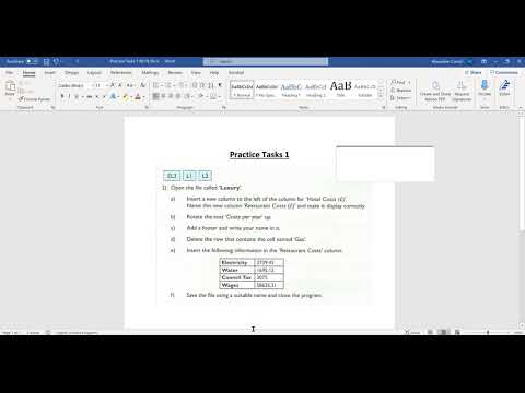 Functional Skills ICT Level 2 - Excel Practice Tasks 1